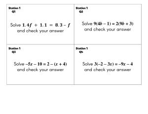 Algebra 1 *Solving Equations* Unit Review Stations/Task Cards Activity ...