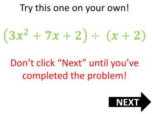 How-To: Synthetic Division – Math by the Mountain