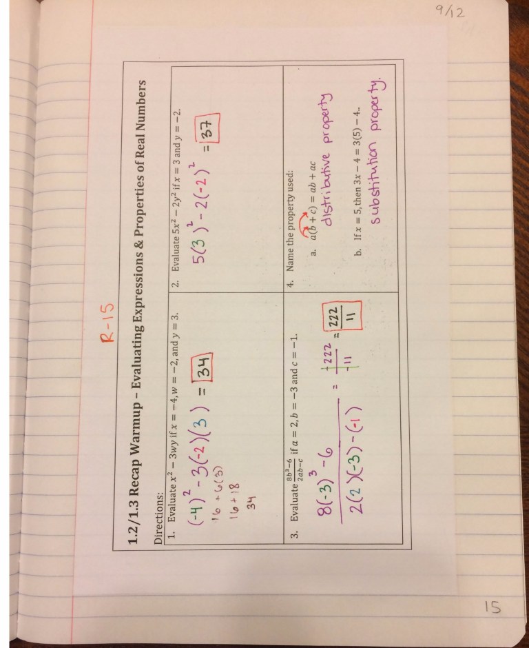 Algebra 1 – Unit 1 INB Pages | The Foundations of Algebra – Math by the ...