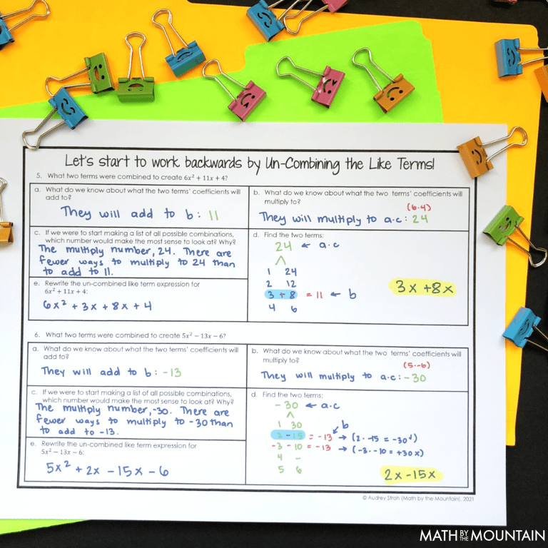How I teach factoring + Factoring Investigation – Math by the Mountain