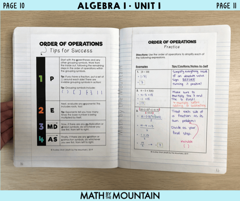 Algebra 1 Unit 1 Interactive Notebook Pages – The Foundations of ...
