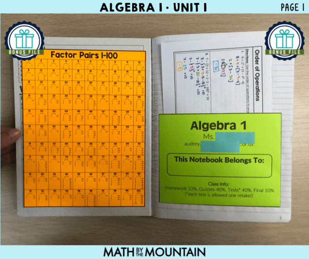 How to Set up an Interactive Notebook for Algebra 1 – Math by the Mountain